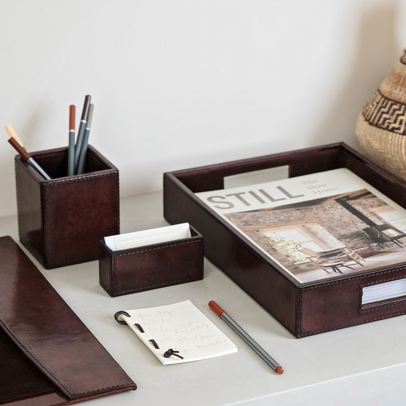 Leather Desk Set, Norfolk - Brown – Ginger Rose