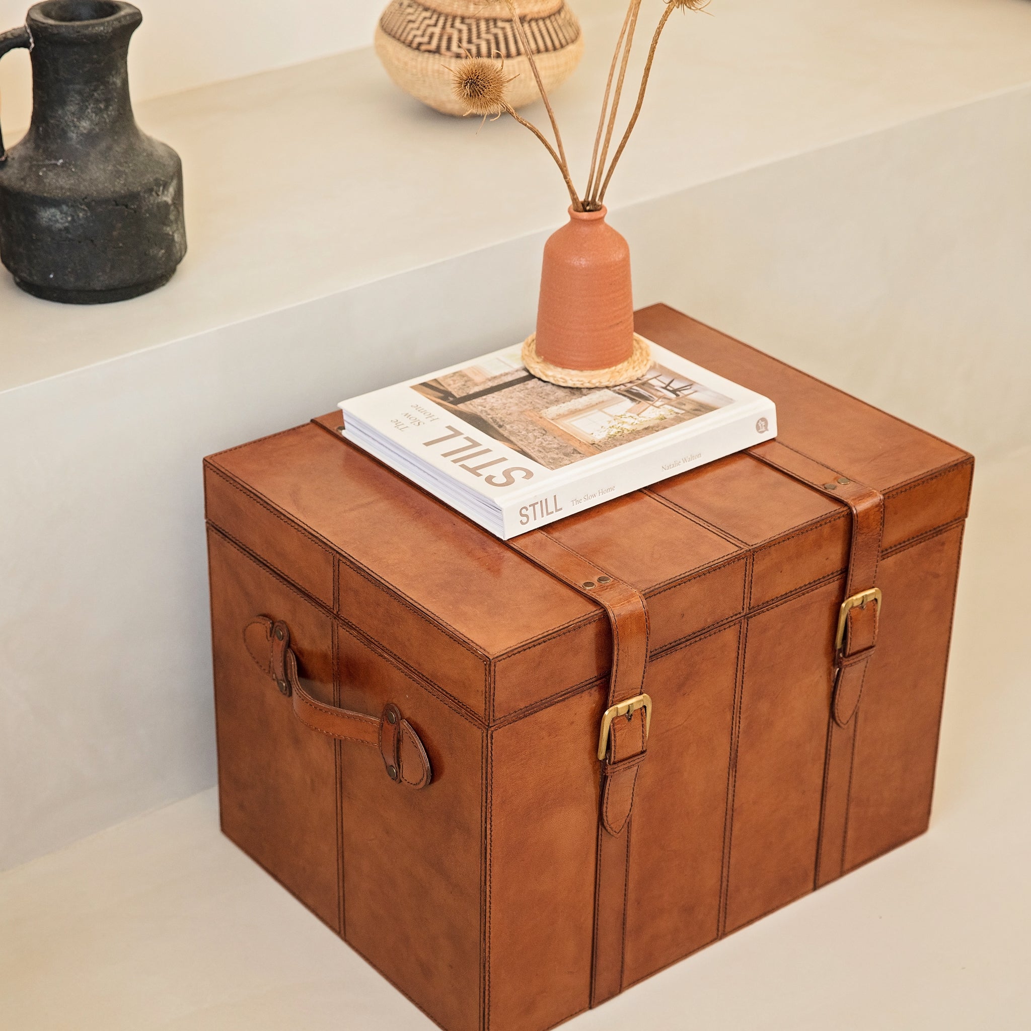Small Leather Storage Trunk - 2 colours – Ginger Rose
